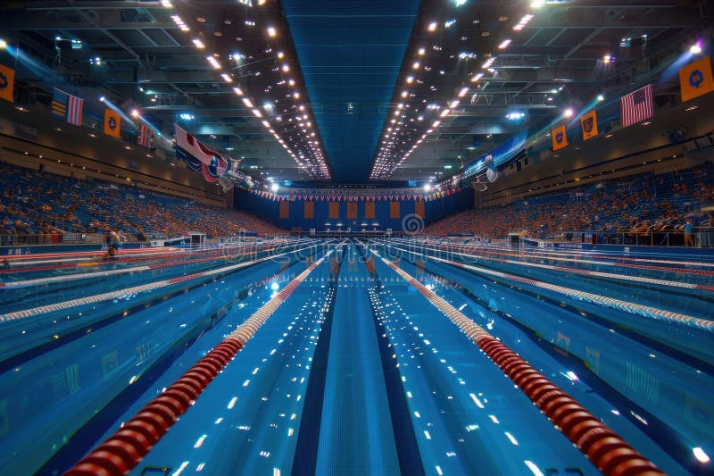 A Swimming Pool with a Crowd of People Watching Stock Image - Image of ...