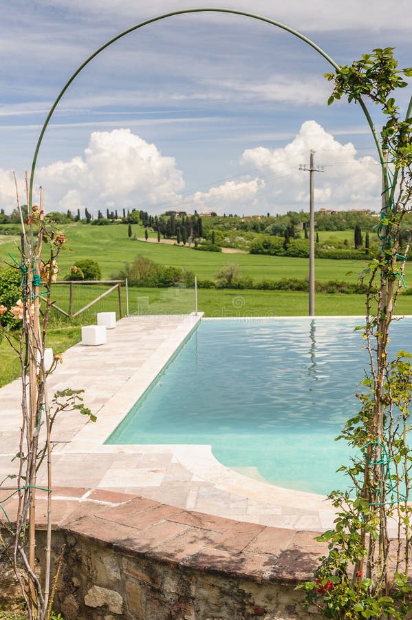 Swimming Pool with Decorative Arch Stock Photo - Image of front, italy ...