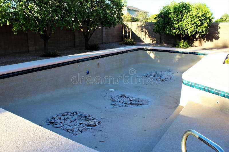 Swimming pool demolition stock photo. Image of concrete - 93195034