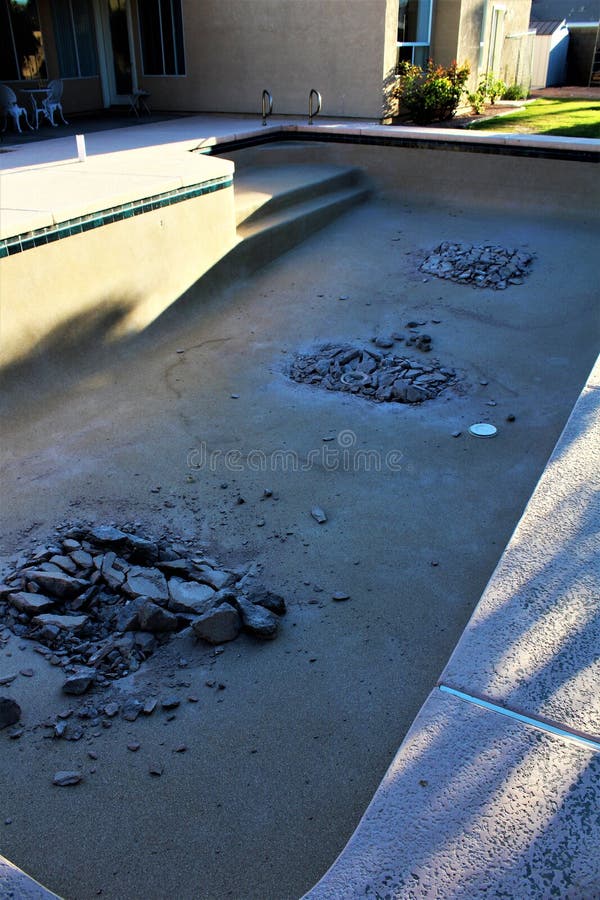 Swimming pool demolition stock photo. Image of danger - 93195156