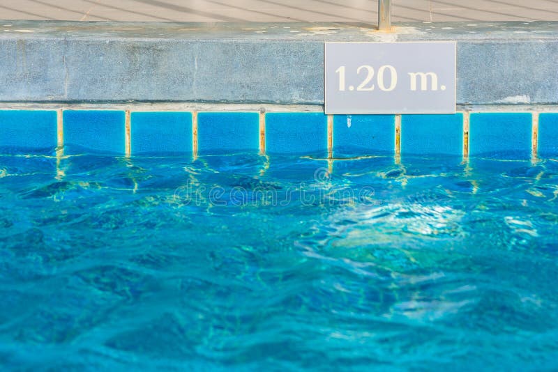 Swimming Pool with Depth of the Pool Warning for Information for People ...