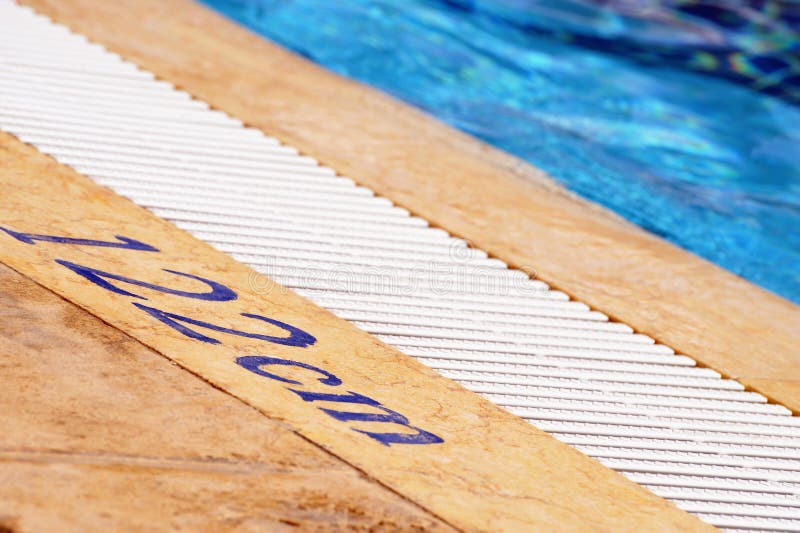 Swimming pool depth sign stock image. Image of marker - 13188783