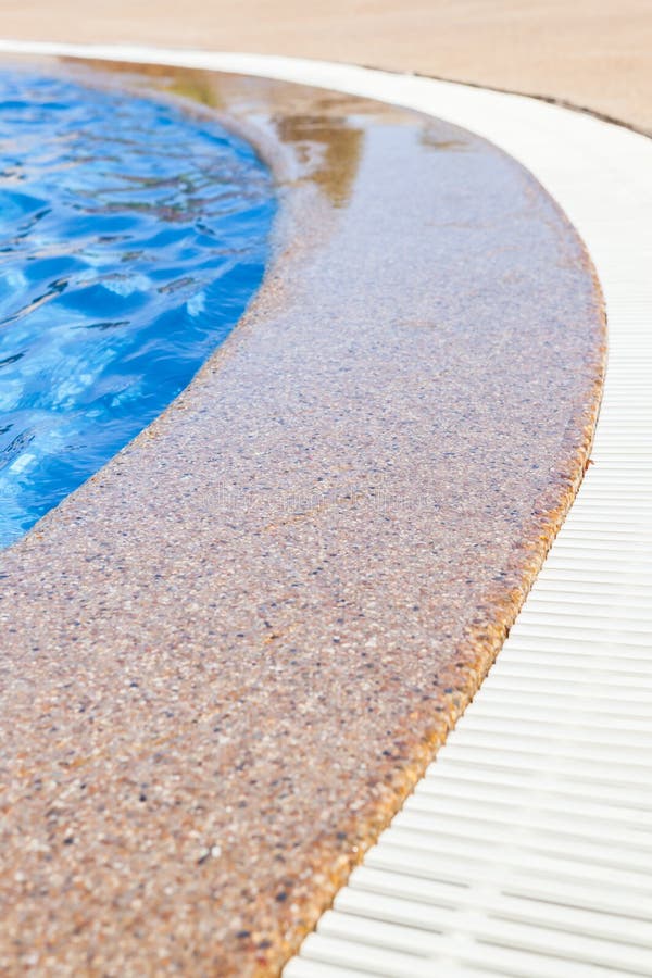 Swimming Pool Edge with Drainage Ditch Stock Image - Image of ladder ...