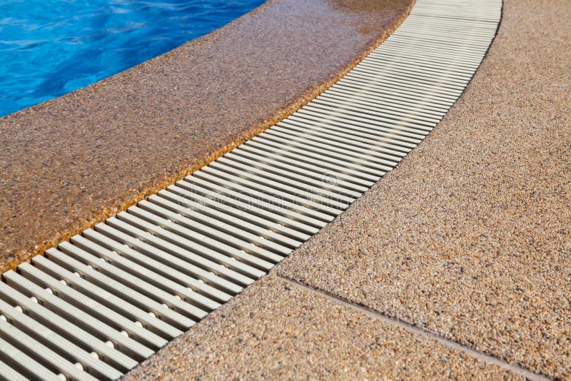 Swimming Pool Edge with Drainage Ditch Stock Photo - Image of drainage ...
