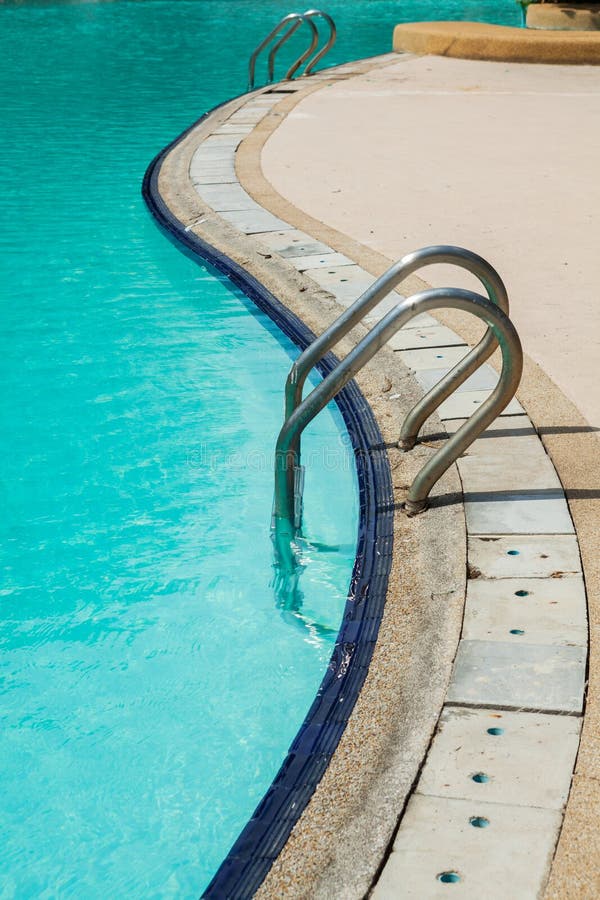 Swimming Pool Edge with Ladder in Home. Stock Image - Image of safety ...