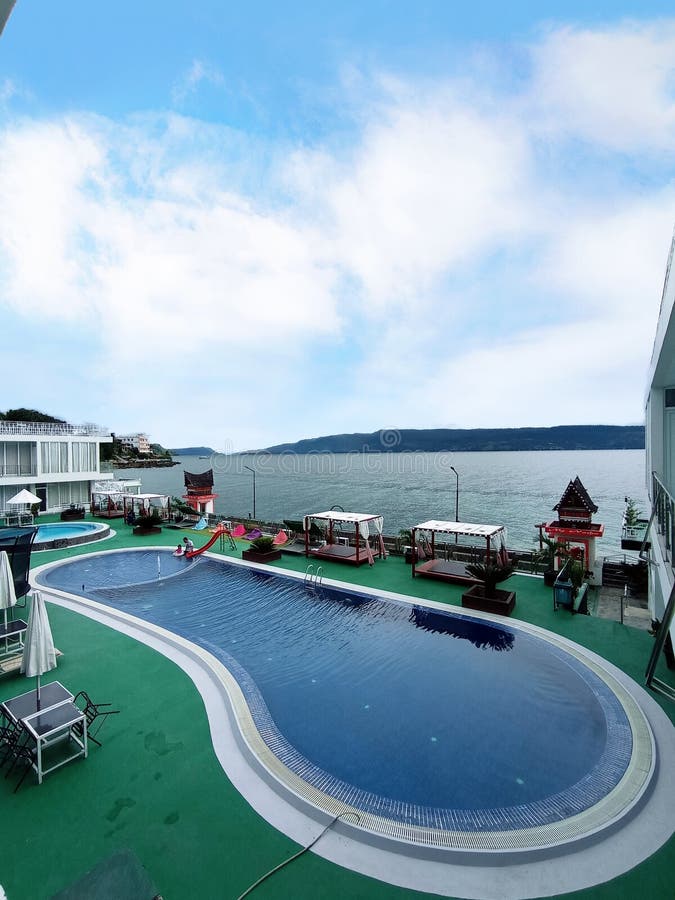 Swimming Pool on the Edge of Lake Toba Editorial Photography - Image of ...