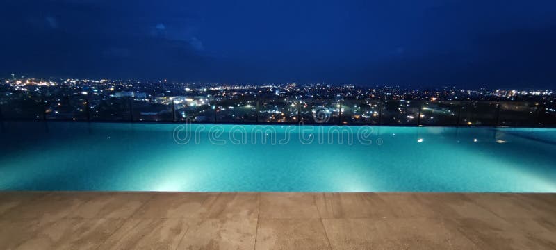 Swimming Pool in the Evening Stock Photo - Image of city, night: 227165242