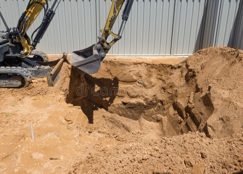 Swimming Pool Excavation stock image. Image of installation - 98418931
