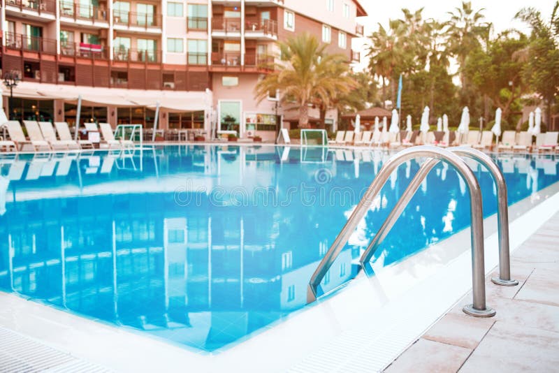 Swimming Pool in Front of Hotel. Stock Image - Image of paradise ...