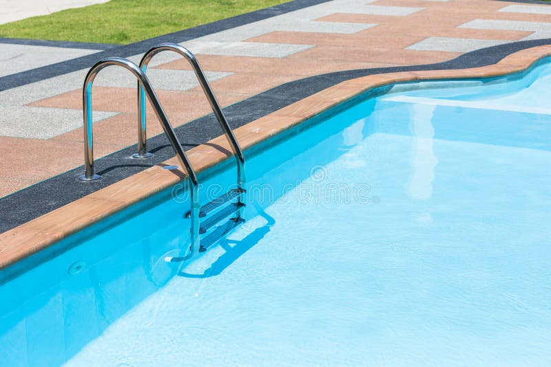Swimming Pool at the Garden in the Park. Stock Image - Image of plank ...