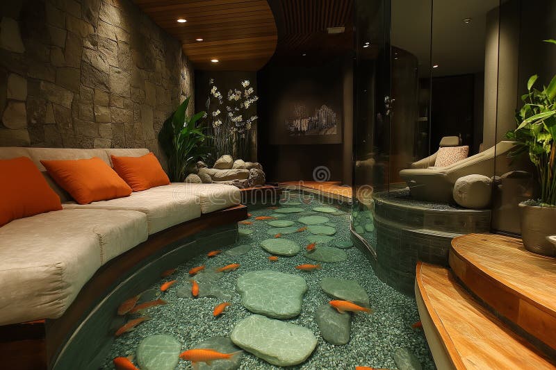 Swimming Pool with Goldfish in Hotel Spa. Stock Photo - Image of blue ...