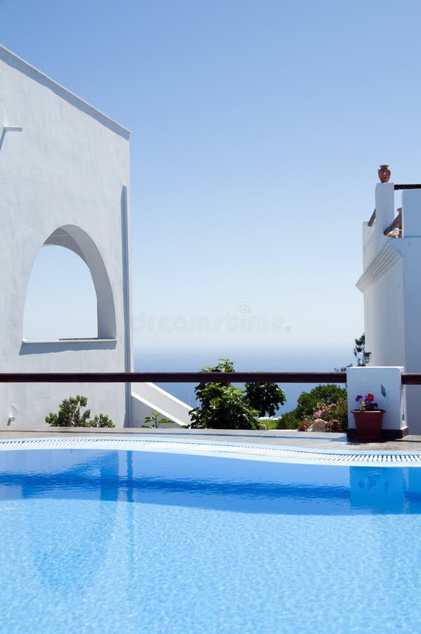 Pool at Greek Island Resort Stock Image - Image of paros, board: 2912313