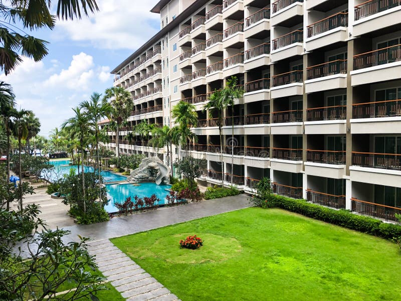 Swimming Pool among High Rise Buildings Stock Image - Image of building ...