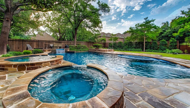 A Swimming Pool with a Hot Tub in the Middle of it Stock Photo - Image ...