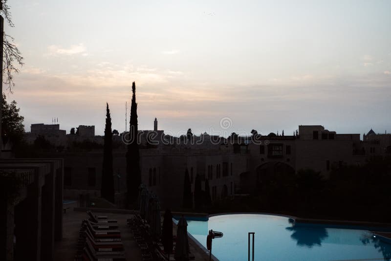 Swimming Pool in the Hotel, City of Jerusalem Israel Stock Photo ...