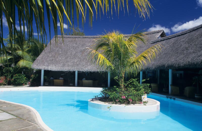 Swimming Pool in Hotel Mauritius Island Stock Photo - Image of building ...