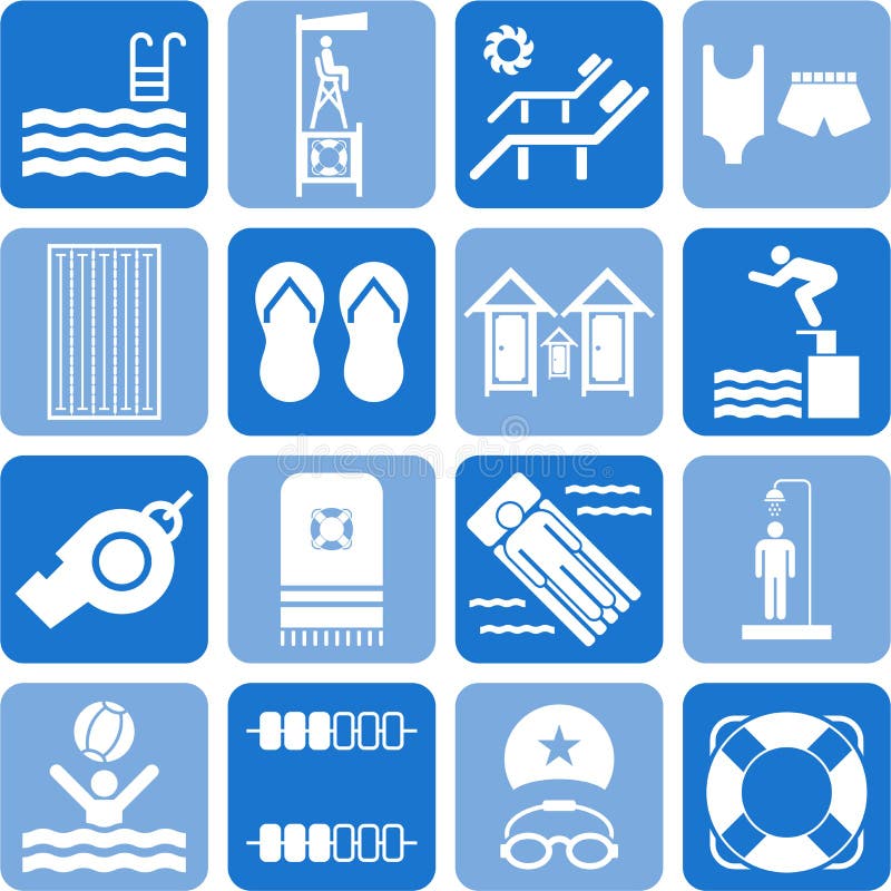 Swimming pool icons stock vector. Illustration of activity - 28567367