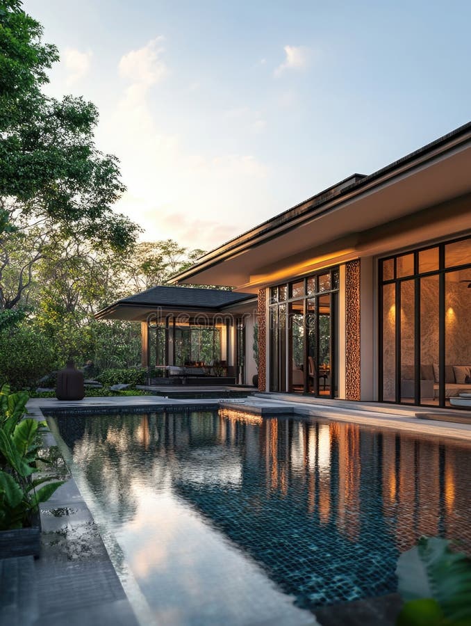 Home Swimming Pool stock image. Image of house, feature - 381974985