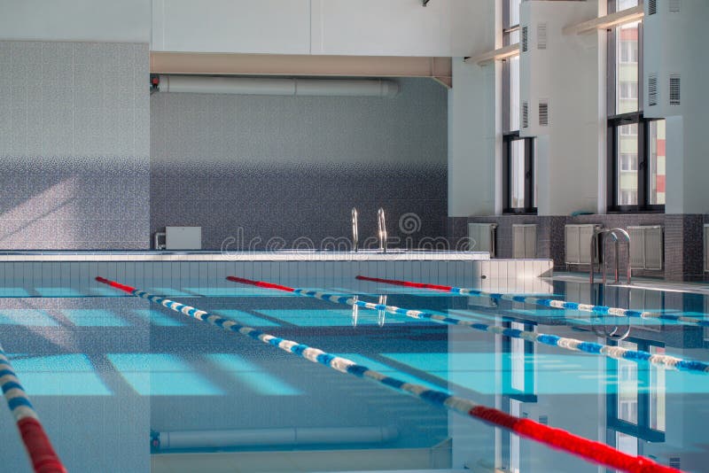 The swimming pool interior stock photo. Image of people - 155547918
