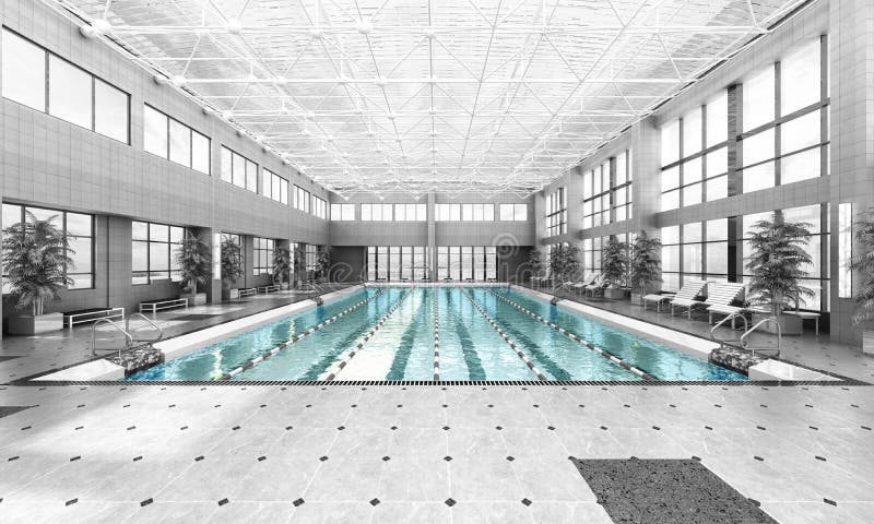 Swimming Pool Interior 3d Render Image Stock Illustration ...