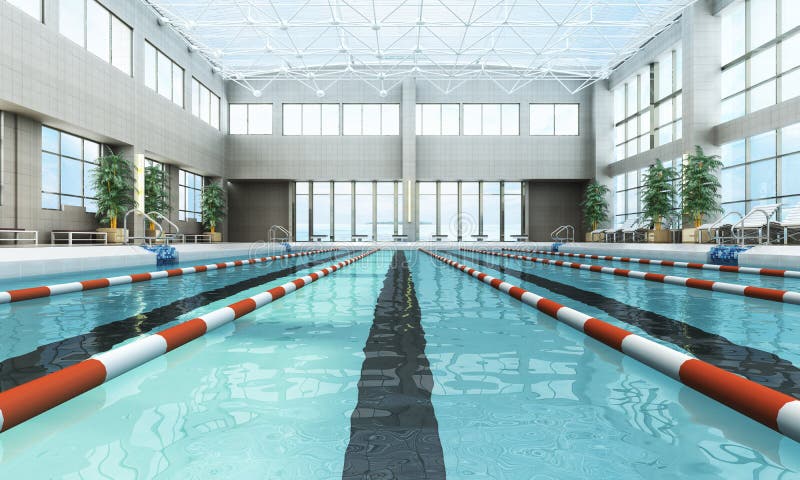 Swimming Pool Interior 3d Render Image Stock Illustration ...