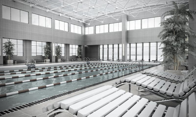 Swimming Pool Interior 3d Render Image Stock Illustration ...