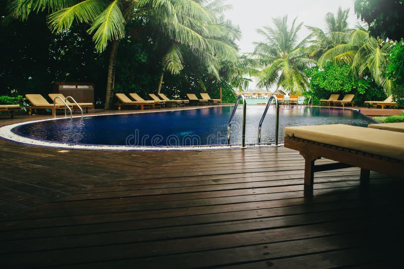 Swimming Pool in Island at Outdoors Stock Image - Image of beach, film ...