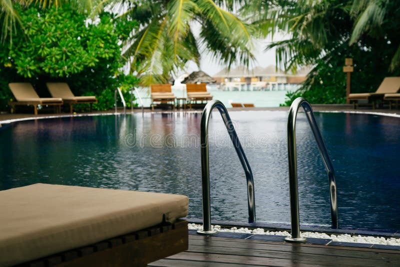 Swimming Pool in Island at Outdoors Stock Image - Image of ocean ...