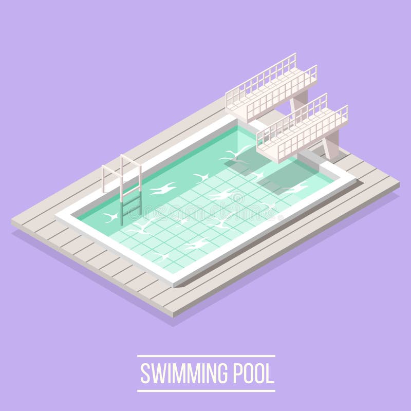 Swimming Pool Isometric Composition Stock Vector - Illustration of ...