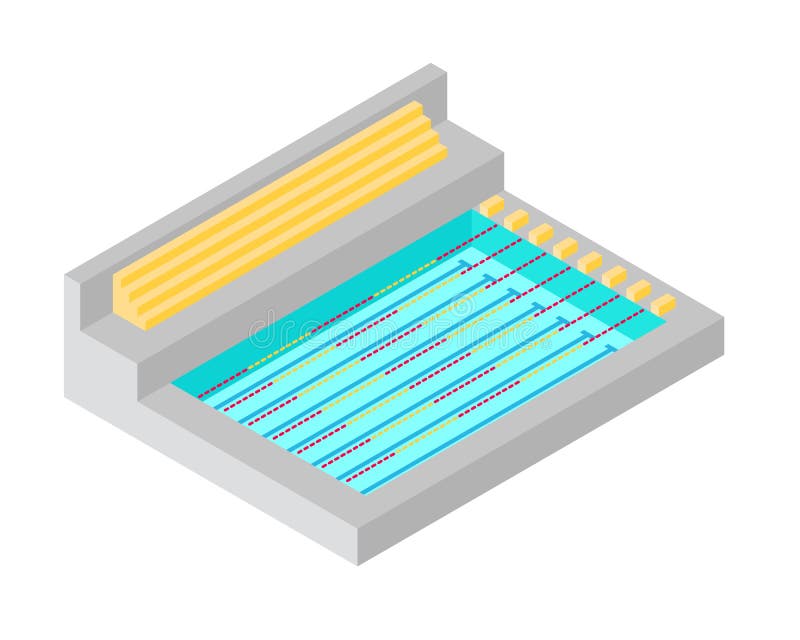 Swimming Pool Isometric Flat Design Stock Vector - Illustration of ...