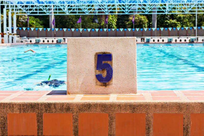Swimming Pool Lane Number 5 Stock Photo - Image of reflection, goal ...