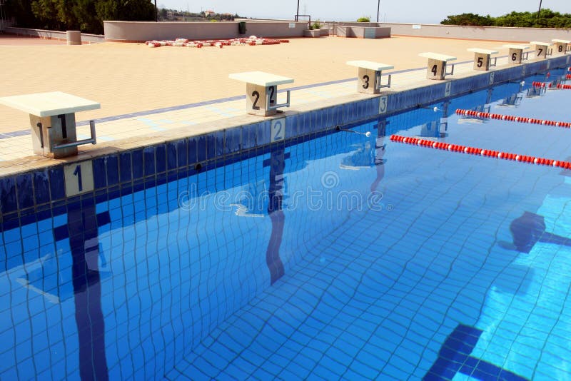 Swimming pool launch pads stock photo. Image of reflection - 13443288