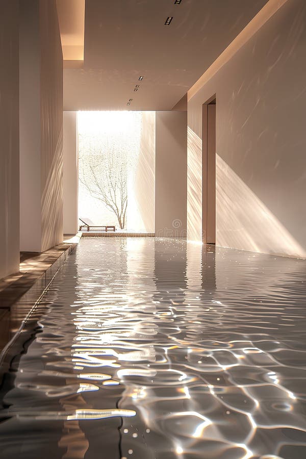 Swimming Pool in Light Modern Minimalistic Interior Design with Soft ...