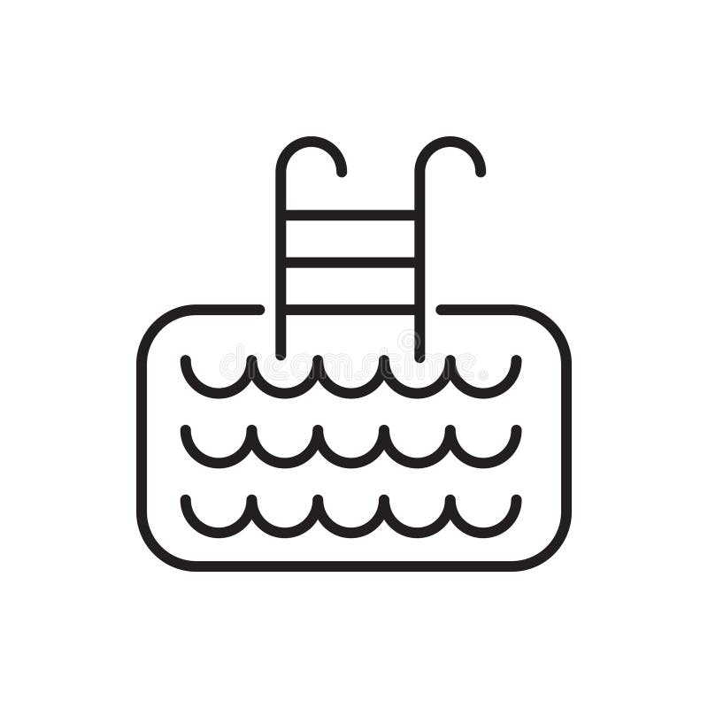Pool Line Icon. Round Symbol Stock Vector - Illustration of badge, wave ...