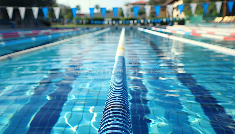 Swimming Pool with Long Line of Lanes Stock Illustration - Illustration ...