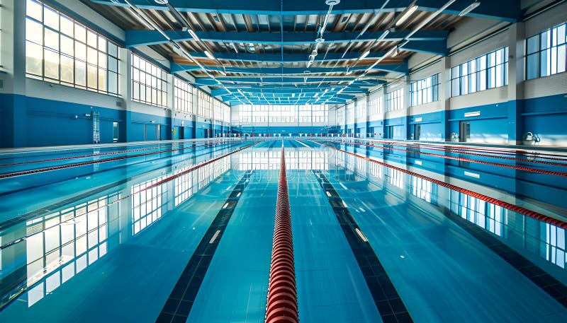 Swimming Pool with Long Line of Lanes Stock Illustration - Illustration ...