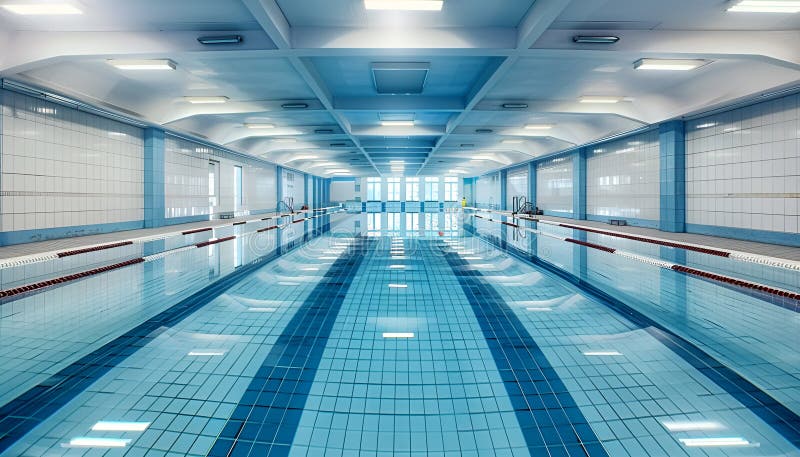 Swimming Pool with Long Line of Lanes Stock Illustration - Illustration ...