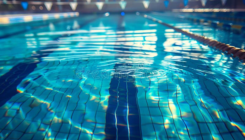 Swimming Pool with Long Line of Lanes Stock Illustration - Illustration ...