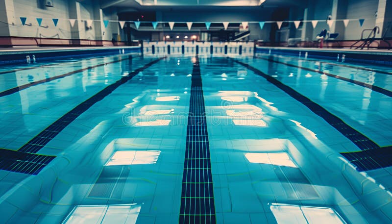 Swimming Pool with Long Line of Lanes Stock Illustration - Illustration ...