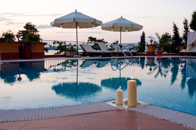 Swimming Pool of Luxury Hotel Stock Image - Image of paradise ...