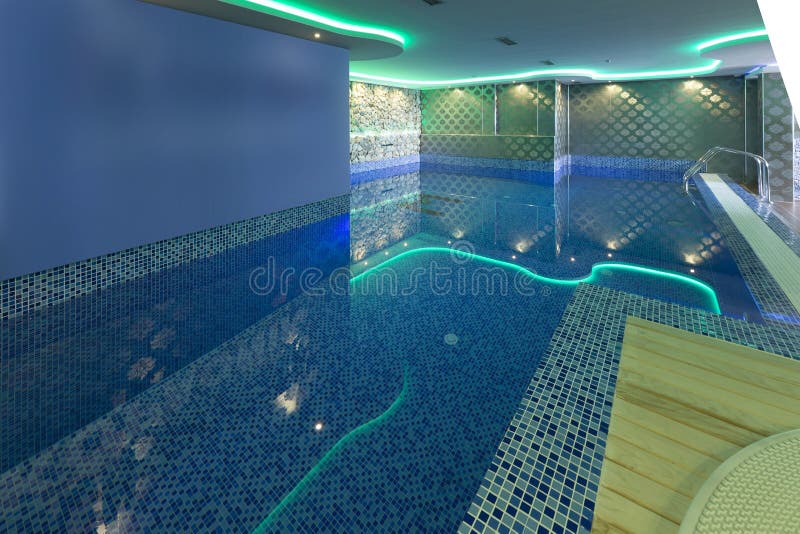 Swimming Pool in Luxury Hotel Spa Center Stock Image - Image of mosaic ...