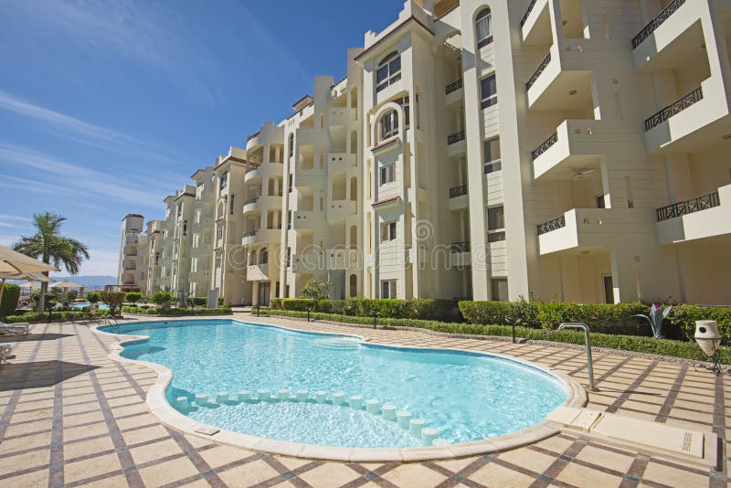 Swimming Pool in a Luxury Tropical Hotel Resort Stock Image - Image of ...