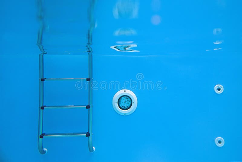 Swimming Pool with Metal Ladder Underwater Stock Photo - Image of girl ...