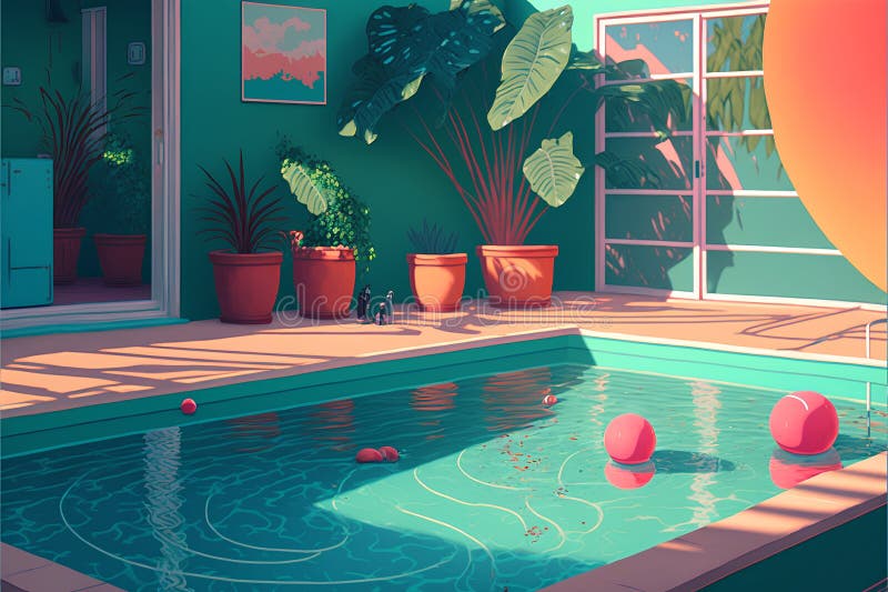 Swimming Pool in a Modern Apartment. 3d Render Illustration Stock ...