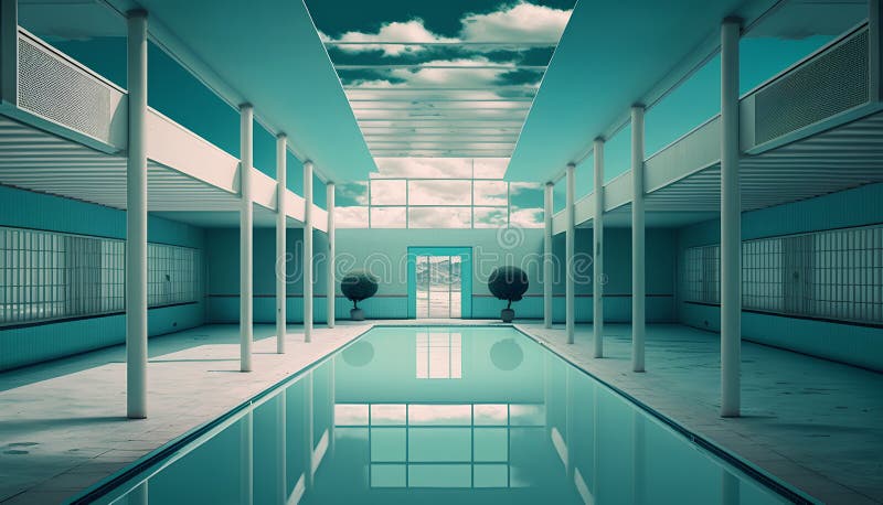 Swimming Pool in a Modern Building. 3d Render Image Stock Illustration ...