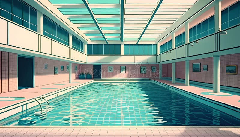 Swimming Pool in a Modern Style. 3D Rendering. Computer Digital Drawing ...