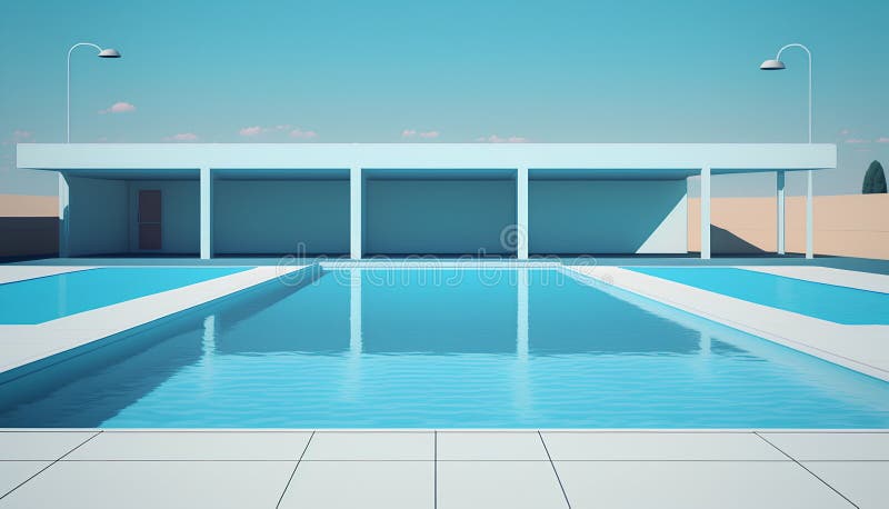 Swimming Pool in a Modern Style. 3d Rendering. Toned Image Stock ...