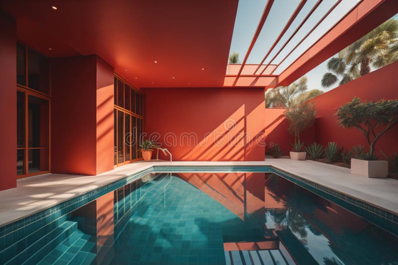 Swimming Pool in a Modern Villa, Ai Generative Stock Illustration ...