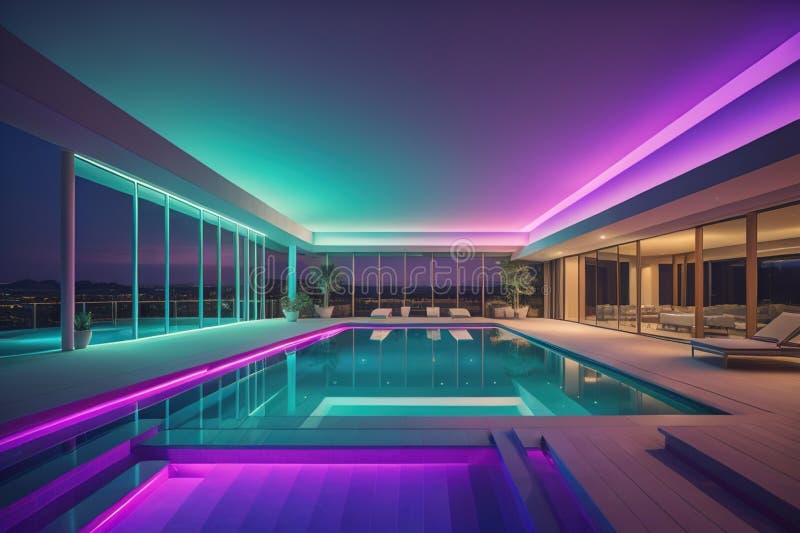 Swimming Pool in a Modern Villa, Ai Generative Stock Illustration ...