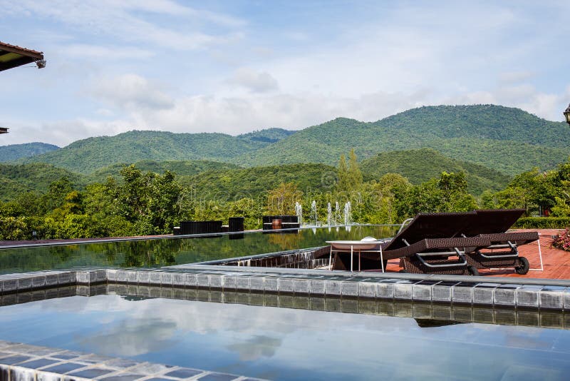 Pool with Mountain View stock photo. Image of pikes, range - 4132156